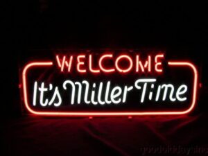 prouten neon signs 20"x16" welcome it's miller time neon sign light man cave bar pub beer gift neon lamp a120wimt