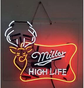 prouten neon signs 20" millers high life deer neon sign acrylic beer pub bar handmade wall decor neon light a120mhlda