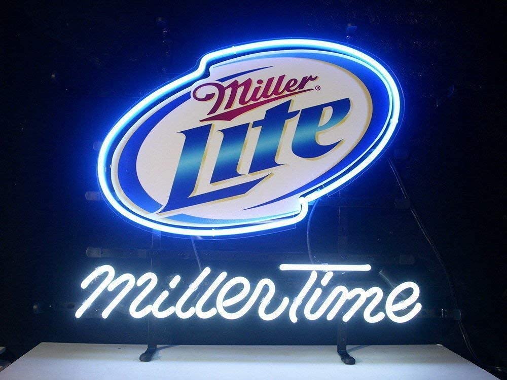 Prouten Neon Signs® New 14"x10" Millers Lite Miller Time Neon Sign Man Cave Bar Pub Beer Handmade Neon Light FX184