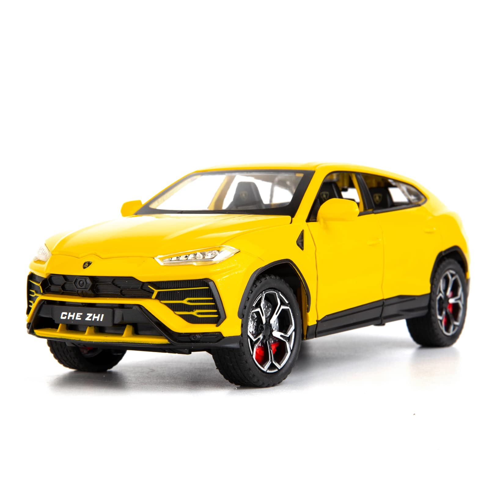 BDTCTK Compatible for 1:24 Lambo Urus Car Model, Diecast Pull Back Car Toy car, Doors Open, Light and Sound, Boys Toys Kids Adults Gifts Yellow