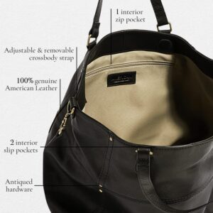 American Leather Co. - Lolo Large Tote - Highly Functional & Superbly Fashionable - Black Smooth