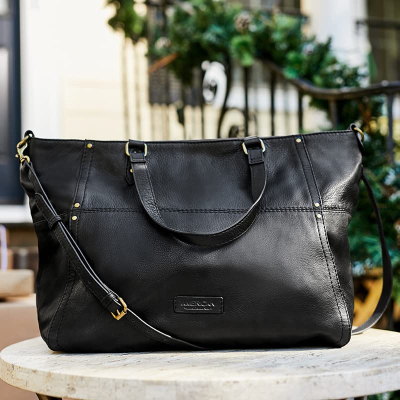 American Leather Co. - Lolo Large Tote - Highly Functional & Superbly Fashionable - Black Smooth