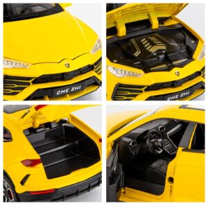 BDTCTK Compatible for 1:24 Lambo Urus Car Model, Diecast Pull Back Car Toy car, Doors Open, Light and Sound, Boys Toys Kids Adults Gifts Yellow