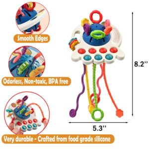 ENVFRI Food Grade Silicone Pull String Activity Toy, Baby Toys Montessori Pull String Learning Ropes with Simple Bubble Sliding Balls for Motor Skills, Sensory Teething Infants Toddlers Gifts 18M+