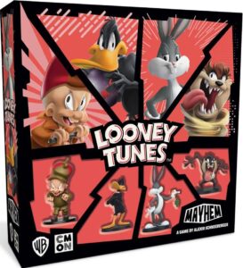 cmon looney tunes mayhem board game | strategy game based on the hit tv series | team-based combat game for adults and kids | ages 10+ | 2-4 players | average playtime 30 minutes | made by cmon