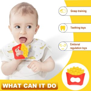 Teething Toys for Babies Soothe Teething Pain and Itching Gums, Food Grade Silicone Teethers for Babies 0-6 Months/6-12 Months, (Fries)