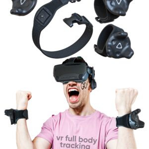 Skywin VR Tracker Belt and Tracker Strap Bundle for HTC Vive System Tracker Pucks - Adjustable Belt and Hand Straps for Waist and Full-Body Tracking in Virtual Reality (1 Belt and 4 Straps)