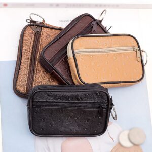 Double Zipper Wallet Clutch Women Ladies Leather Small Coin Card Key Ring Wallet Pouch Mini Slim (Coffee, One Size)