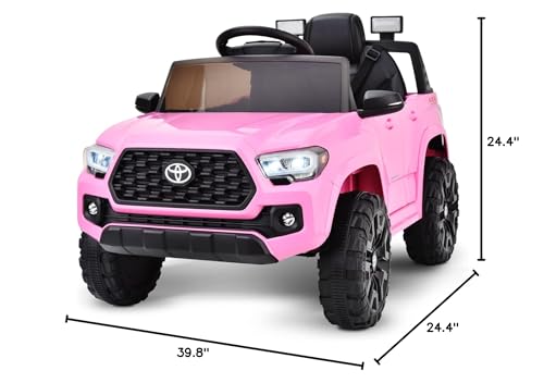 Blitzshark 12V Kids Ride on Car Licensed Toyota Tacoma Battery Powered Motorized Electric Vehicle, with Remote Control, Digital Display, Spring Suspension, Storage Space, Music &FM, Pink