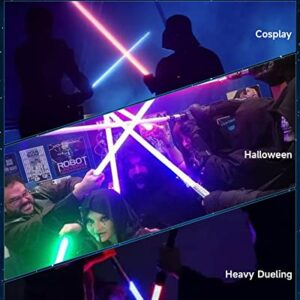 Dueling Light Saber, Motion Control Lightsabers for Adults,Smooth Swing Light Saber with 10 Sound Fonts,RGB 12 Colors Changeable, Metal Hilt for Halloween Cosplay Party,Birthday Gift, Grey,S9