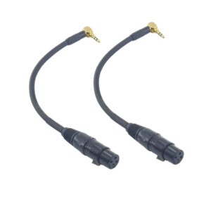 WJSTN Right Angle 3.5 mm TRS to 3-pin Female XLR Adapter XLR to 3.5mm Microphone Cable (8in/2Pack)