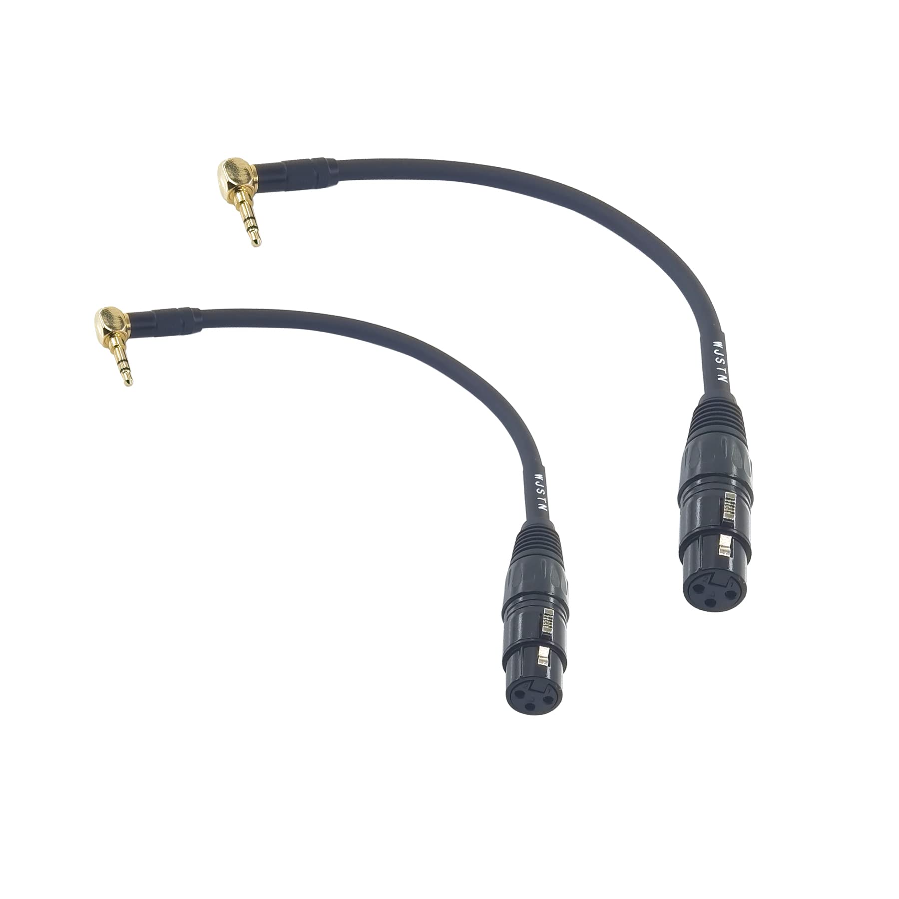 WJSTN Right Angle 3.5 mm TRS to 3-pin Female XLR Adapter XLR to 3.5mm Microphone Cable (8in/2Pack)