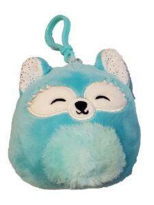 squishmallow official kellytoy 3.5 inch clip on bag keychain backpack clips squishy soft plush toy animal (dabney fox)