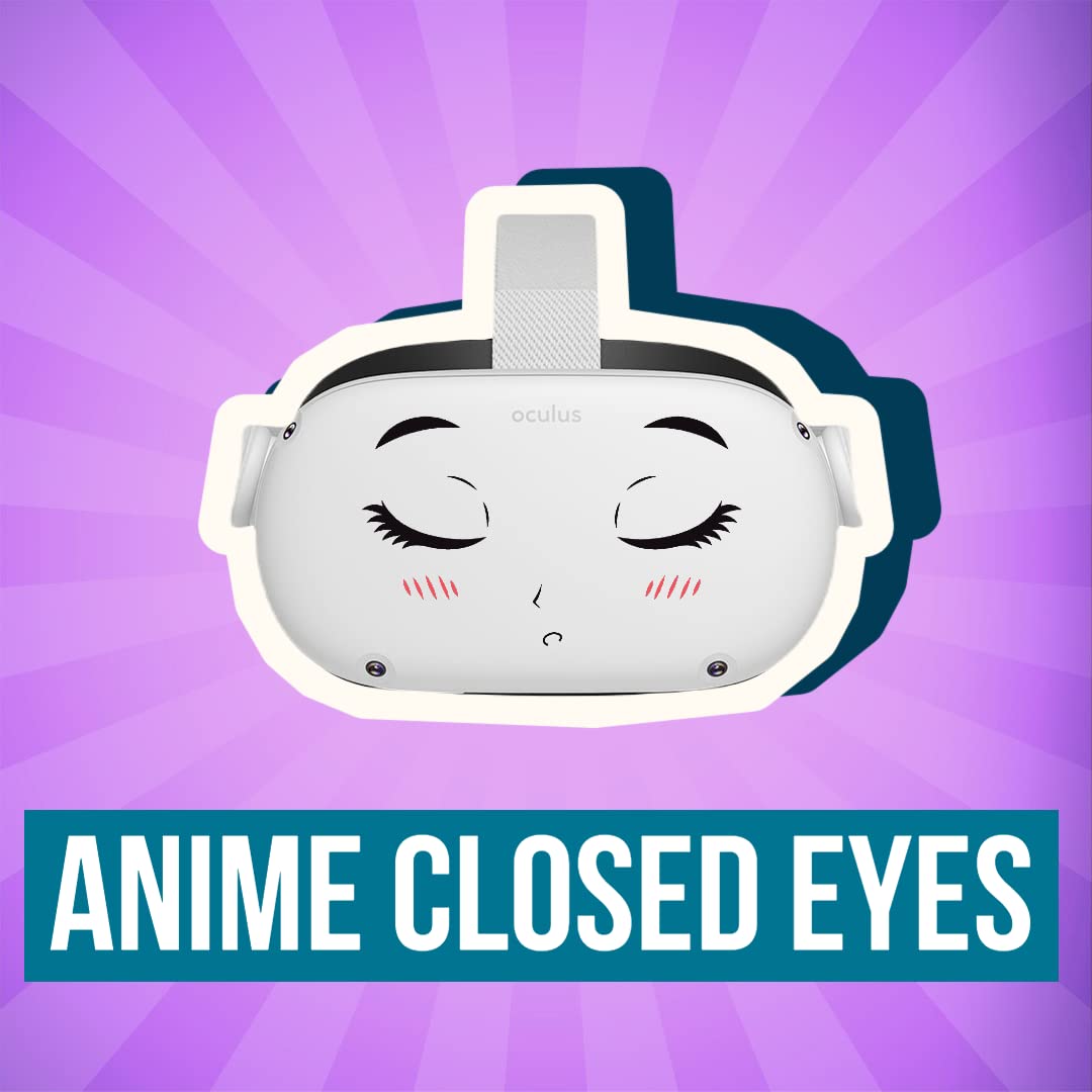 Anime Closed Eyes- Oculus Quest 2 - Decals - Black & Pink