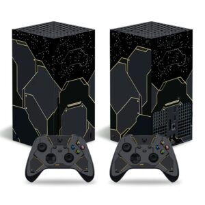 skin sticker for xbox series x console and wireless controllers, protective skin wrap vinyl decal compatible with xbox series x (black)