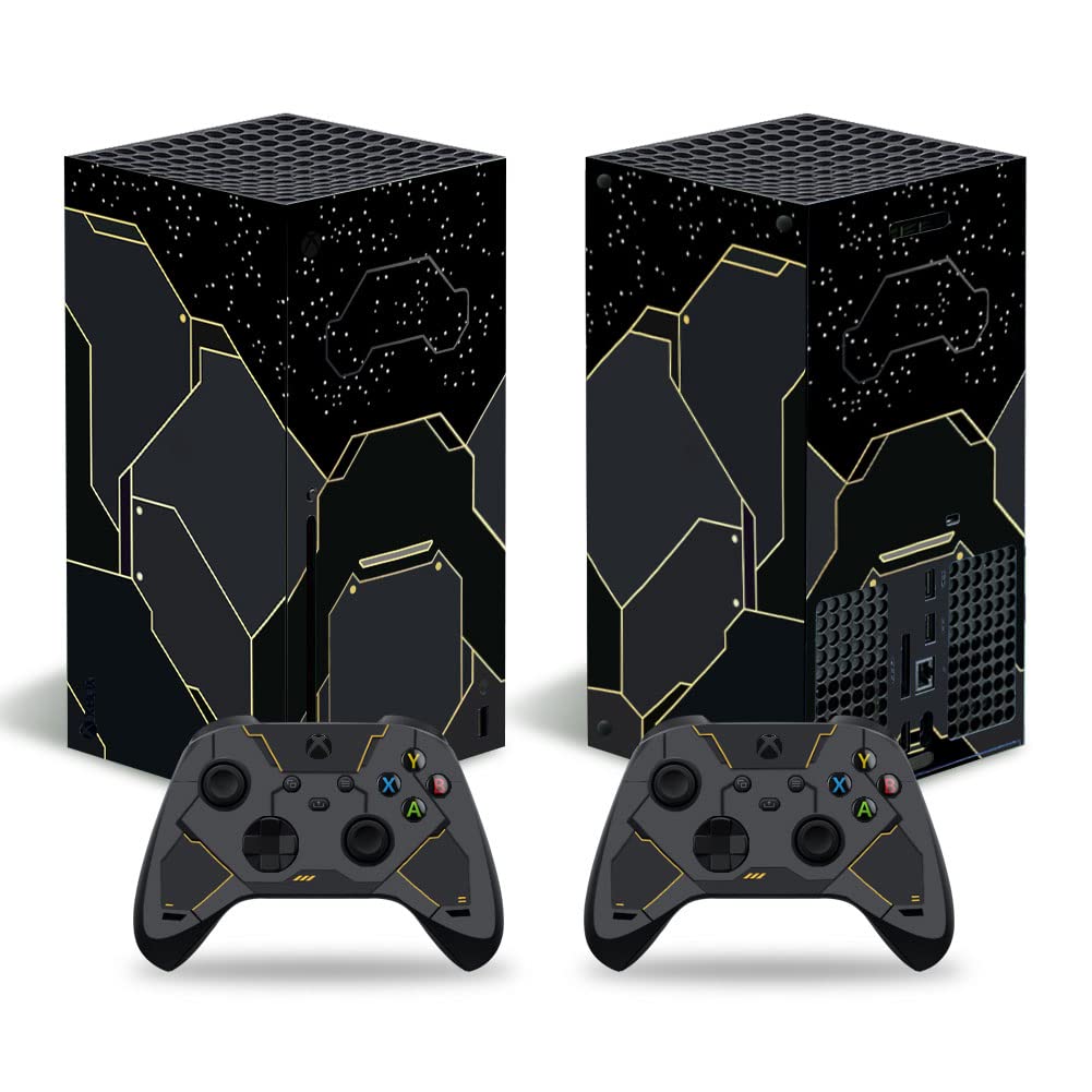 Skin Sticker for Xbox Series X Console and Wireless Controllers, Protective Skin Wrap Vinyl Decal Compatible with Xbox Series X (Black)