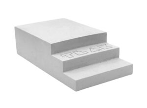 teak tuning monument series concrete fingerboard obstacle, the stoop manual pad stairs - 3" wide, 5.5" long - ultra premium, super durable polymer modified concrete - sterling gray colorway