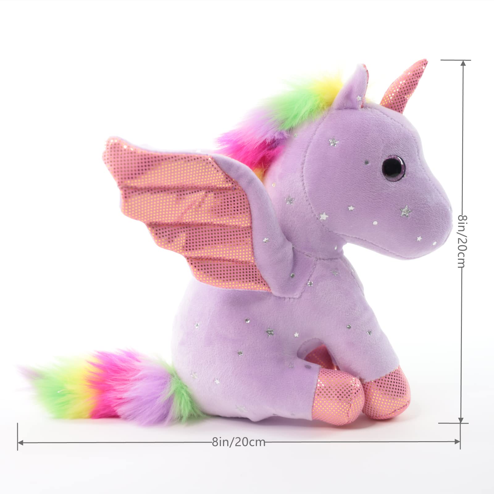 Sew Butiful 8 inch Unicorn Stuffed Animals, Cute Unicorn Gift Toys for Girls,Unicorns Birthday Gifts Soft Plush Toys Set for Baby, Toddler, Girls, Kids,Decor (Purple)