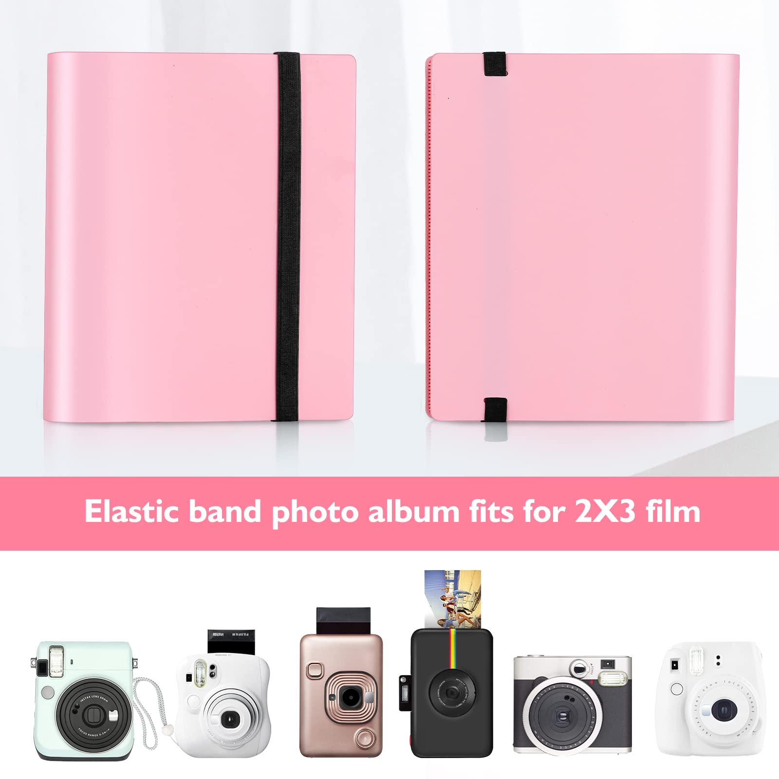 Hearoo 160 Pockets Photo Album with Colorful Stickers for Fujifilm Instax Mini LiPlay EVO Polaroid Snap SnapTouch PIC-300 Z2300 Mint Zip Instant Camera Printer (Pink)