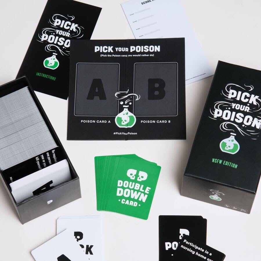 Pick Your Poison After Dark + Expansion Set Party Game - The “What Would You Rather Do?” Adult Card Game for College Students, Fun Parties & Board Games Night with your Group