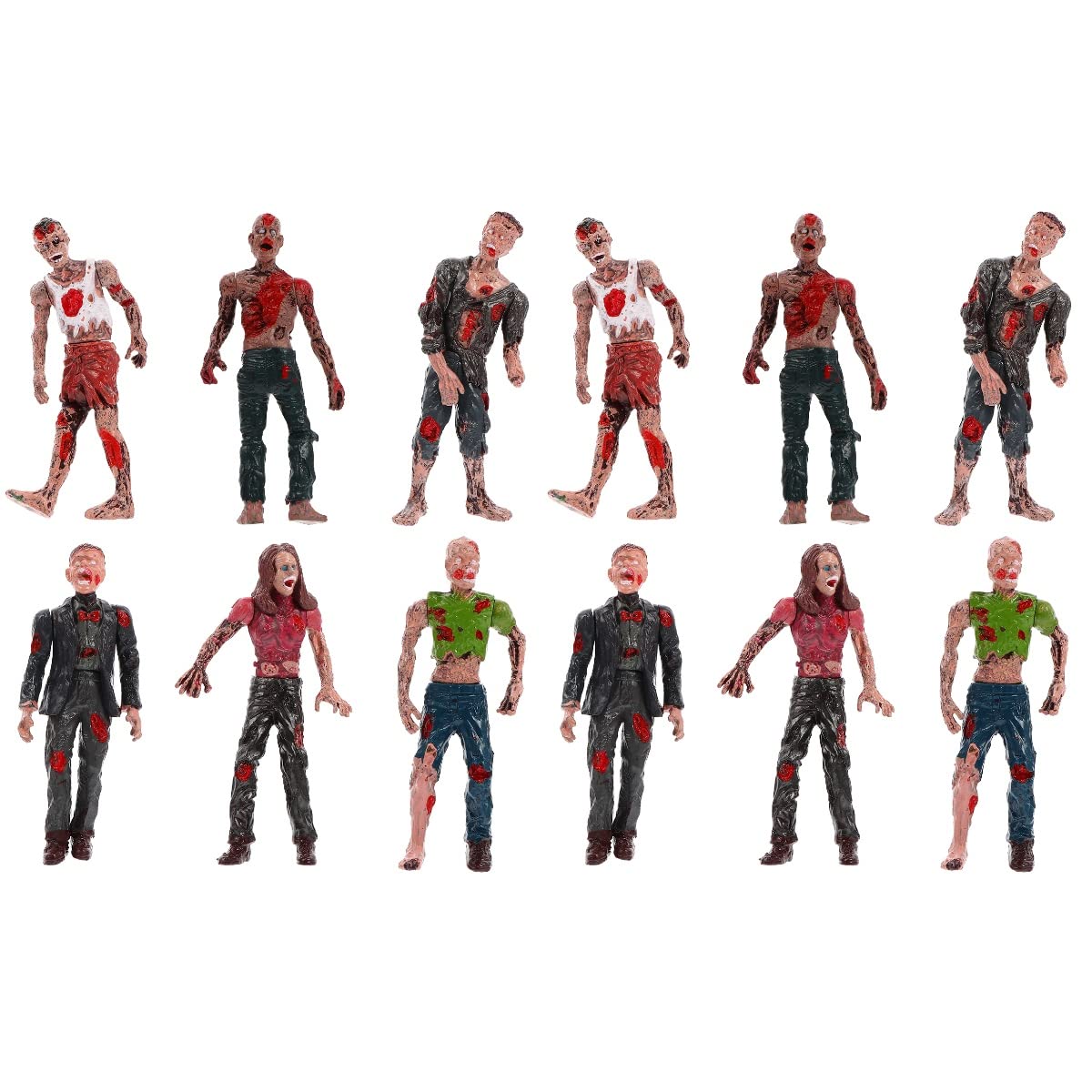 Zerodeko 12 PCS Toy Zombie Action Figures with Movable and Detachable Joints, Mini Zombie Figurines, Bloody Zombie Models for Presents, Decoration, and Party Favors