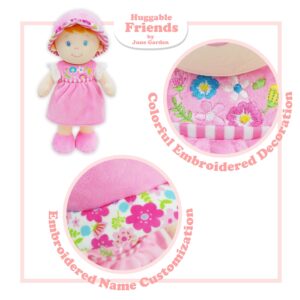 June Garden 12" Soft Dolly Emilia - Stuffed Soft Baby Doll Gift for 1 2 3 Year Old Girls - Pink Dress