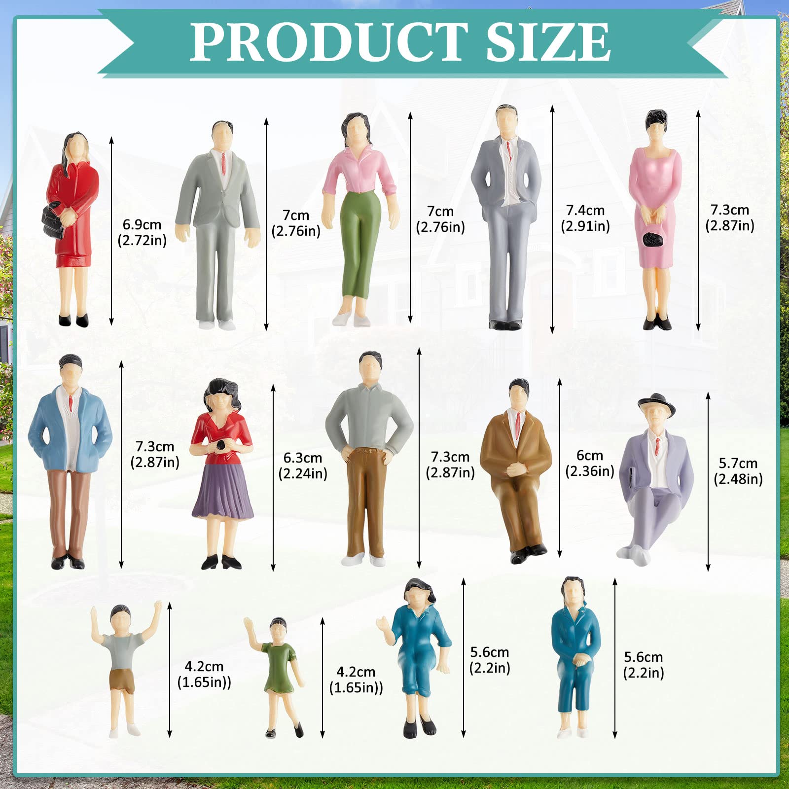 Lewtemi 28 Pcs People Figurines 1: 25 Scale Mini Architectural Plastic People Figures Small Dollhouse People Tiny Figures Painted Model Train People