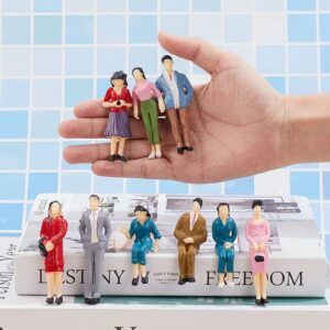 Lewtemi 28 Pcs People Figurines 1: 25 Scale Mini Architectural Plastic People Figures Small Dollhouse People Tiny Figures Painted Model Train People