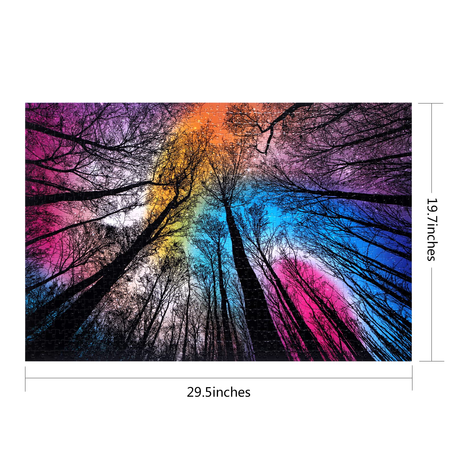 Bgraamiens Puzzle-Forest Under Starry Night-1000 Pieces Gradient Magic Colorful Puzzle for Adult,Hard Challenge Puzzle for Adult