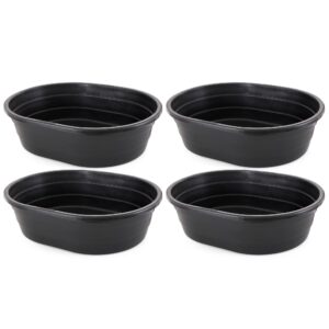 little giant st15 15 gallon molded poly plastic oval stock water tank trough for cattle, horses, and other livestock animals, black (4 pack)