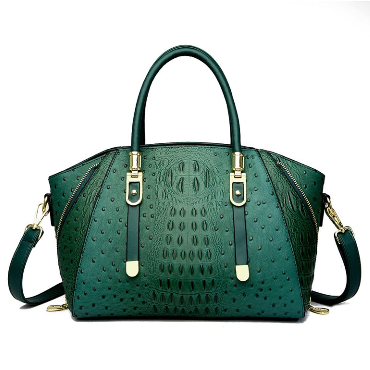 XingChen Handbags and Purses for Women PU Leather Shoulder Bag Crocodile Pattern Top-Handle Satchel Fashion Ladies Tote Green