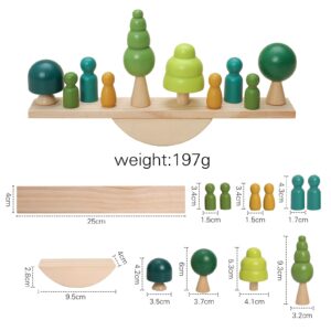 Promise Babe Wooden Tree Toys Balance Toys Wooden Peg Dolls Preschool Learning Educational Montessori Toys, Natural Woodland Trees Creative Accessories for Home Decor