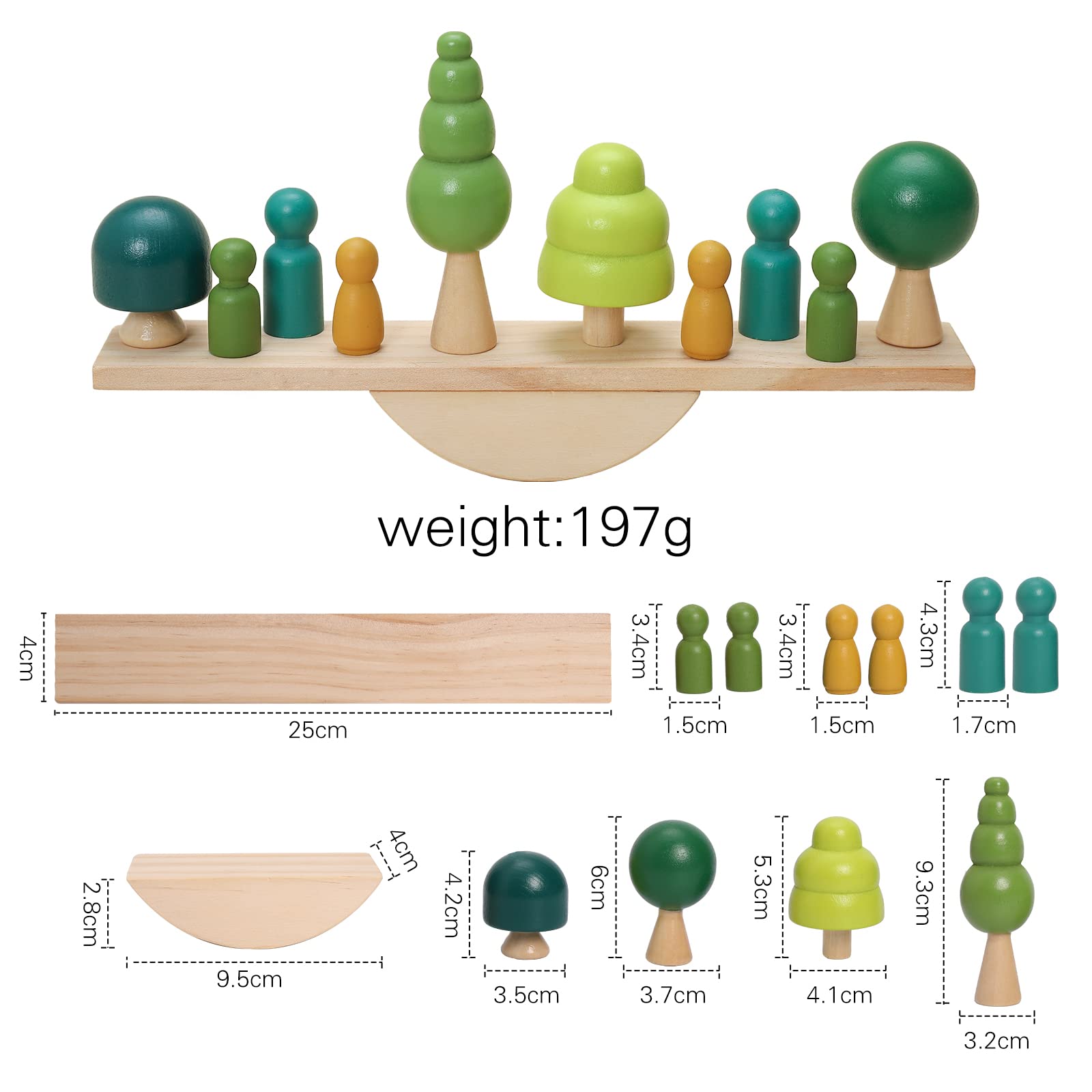 Promise Babe Wooden Tree Toys Balance Toys Wooden Peg Dolls Preschool Learning Educational Montessori Toys, Natural Woodland Trees Creative Accessories for Home Decor