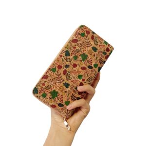 Wallets for Women Multi Card Holder Wallet Clutch Ladies Purse Vegan Cork Long Zip Around Wallet