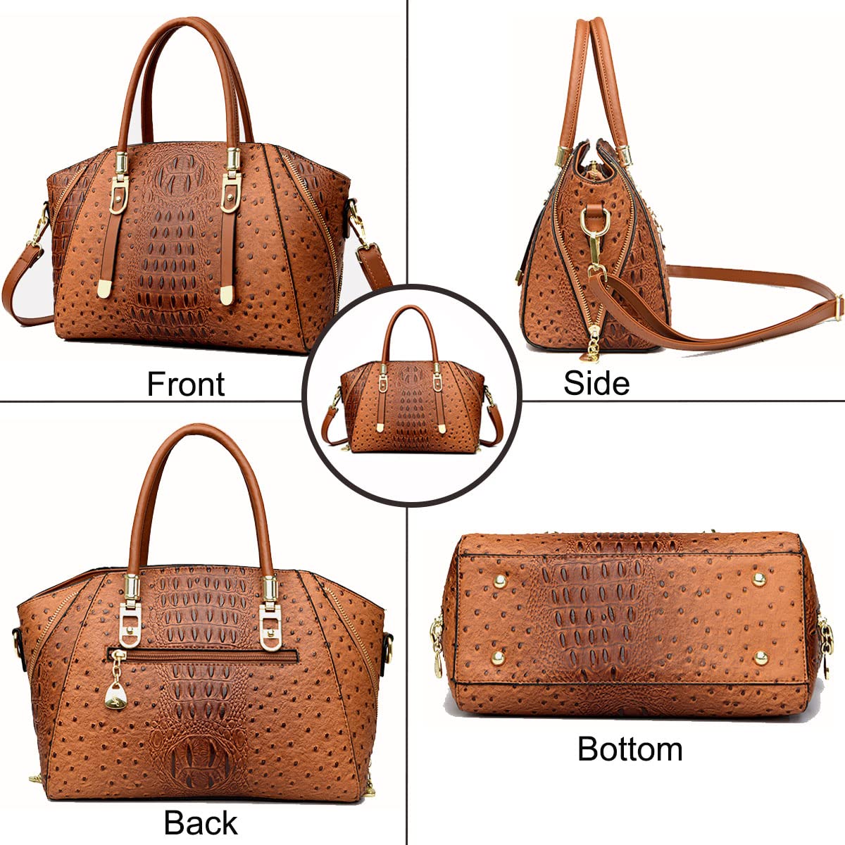 XingChen Handbags and Purses for Women PU Leather Shoulder Bag Crocodile Pattern Top-Handle Satchel Fashion Ladies Tote Green