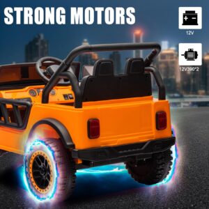 Nitoess 12V Kids Ride On UTV Car with Remote Control,Powered Electric Car for Kids, w/Spring Suspension, Music(Orange)