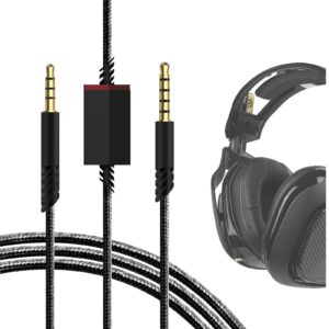 geekria gaming audio cable compatible with astro a40 tr, a40, a30, a10 gen 2, a10 gaming headset cable, 3.5mm auxiliary replacement stereo cable with mute control (6 ft / 2 m)