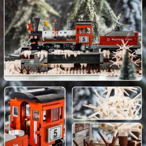 dOvOb Christmas Steam Train Building Kit with Train Track, Collectible Steam Locomotive Display Toys Set for Kids and Adult (853 PCS)