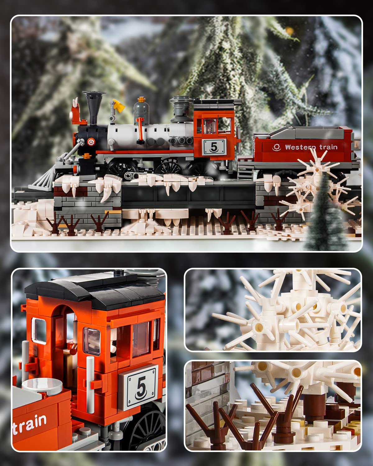 dOvOb Christmas Steam Train Building Kit with Train Track, Collectible Steam Locomotive Display Toys Set for Kids and Adult (853 PCS)