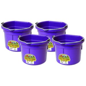 little giant p8fbpurple 2 gallon all purpose heavy duty farm flat back plastic buckets for supplies, toys, laundry, and water, purple, (4 pack)