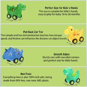 Car Toy for 2 3 4 5 Years Old Boys, Dinosaur Transport Carrier Truck with 4 Pack Small Pull Back Dino Car, Friction Power Vehicle Christmas Birthday Gift for 18M+ Kids Toddler