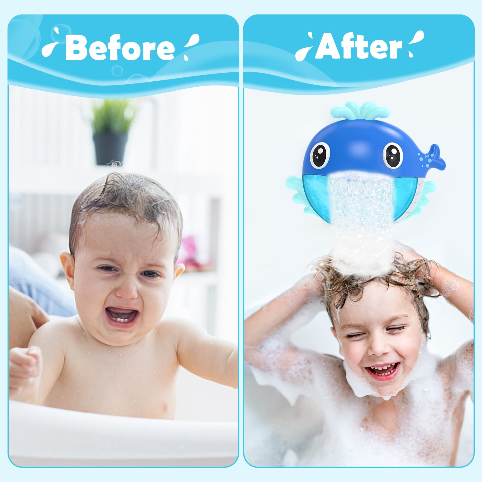 ULexuChi Bath Toys, Bath Bubble Maker, Bathtub Bubble Machine Whale, Bath Time Toys for Toddlers, 1000+ Bubbles Per Minute, 12 Children’s Songs, Baby Shower Toy, Gift for Kid Boy Girl