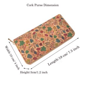 Wallets for Women Multi Card Holder Wallet Clutch Ladies Purse Vegan Cork Long Zip Around Wallet