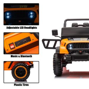 Nitoess 12V Kids Ride On UTV Car with Remote Control,Powered Electric Car for Kids, w/Spring Suspension, Music(Orange)