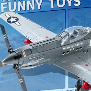 dOvOb Military P-51 Mustang Fighter Jet Building Blocks Set, Army Plane Toys as Gift for Kids or Adult (256 Pieces)