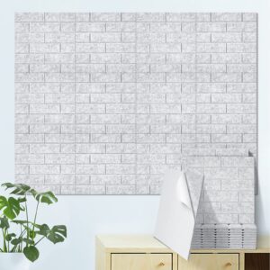 tutmyrea 12 pcs soundproof wall panels, 12 x 12 x 0.4 inches acoustic panels, self-adhesive sound absorbing panel, brick pattern, sound dampening panels for home, studio, recording studio(silver grey)