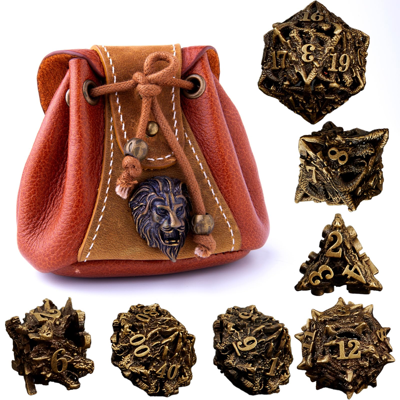 JOYLORD Hollow Metal DND Dice Set - Dragon Head Design for Dungeons &Dragons- Metal Dice Set with Unique Numbers,Unforgettable Dungeons and Dragons Gifts