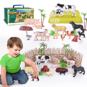 enaurol 35 pcs farm animals toys for toddlers 3 years old boys and girls realistic animal figures playsets toys for kids 3~8 christmas birthday gift