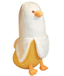 banana duck plush toy 19.6'',cute plushies banana stuffed animal,duck plushie long banana duck plush pillow,funny hugging pillow sleeping cushion soft gifts for boys girls birthday christmas(white)