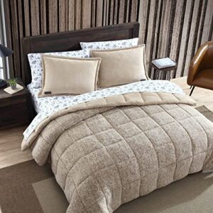 Eddie Bauer - King Comforter Set, Reversible Sherpa Bedding with Matching Shams, Cozy & Warm Home Decor (Sherwood Brown, King)